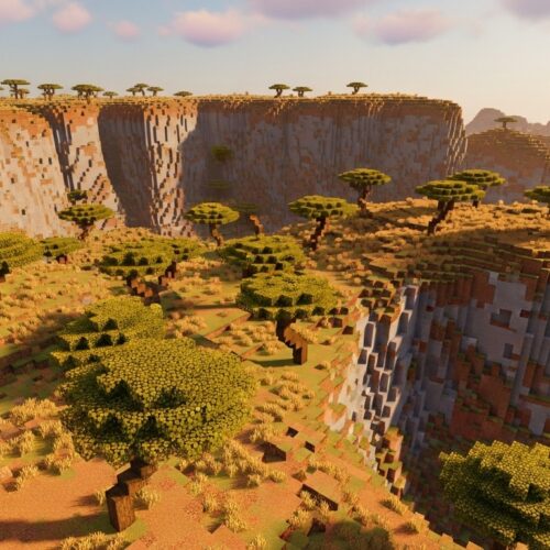 Minecraft Savanna Plateau Biome Guide: High Cliffs, Acacia Trees, and ...
